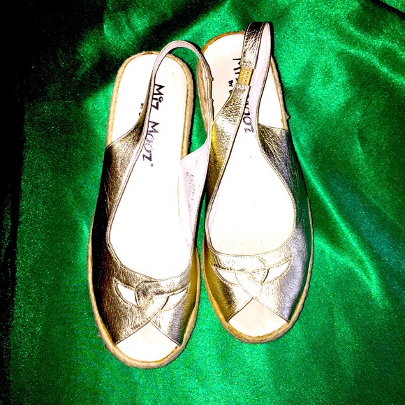 Miz Mooz | Shoes | Miz Mooz Gold Lam Platform Barcelona Rope Wedge ...